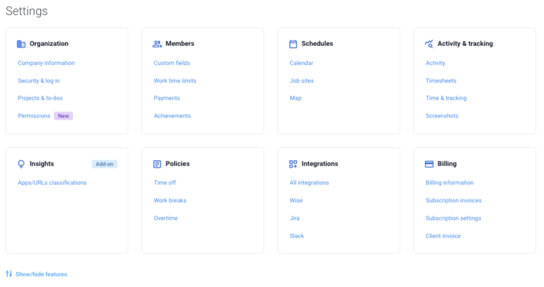 Organization Settings and Policies for Administrators