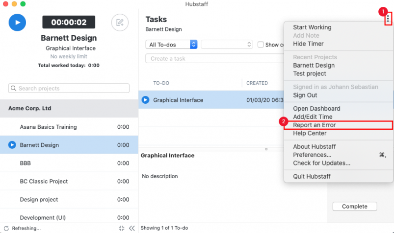 Report an Error or Collect Client Logs in Hubstaff Time Tracking