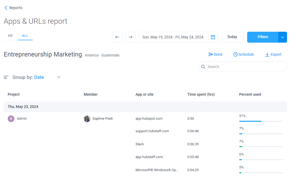 App and URL Reports - Hubstaff Support