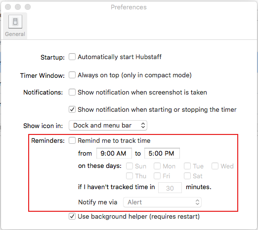 Time tracking reminder