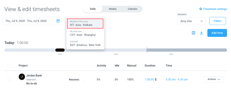 Viewing your data in different time zones - Hubstaff Support