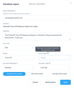 Hubstaff Time off balances report - Hubstaff Support