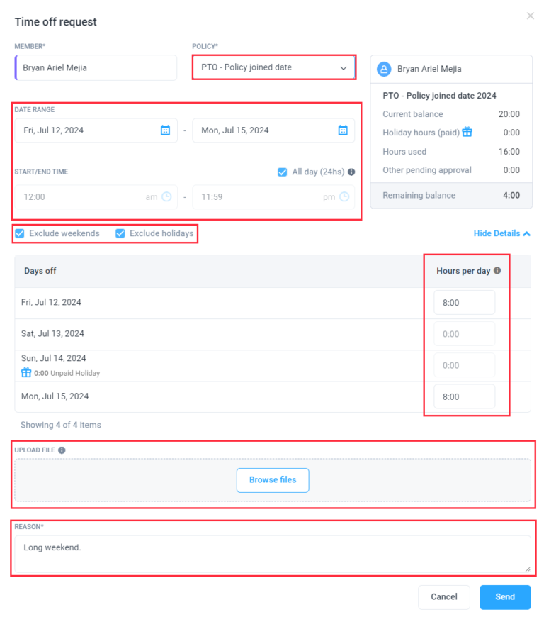 Holidays and Time off Requests - Hubstaff Support