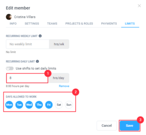 User Limits feature overview in Hubstaff Time Tracking