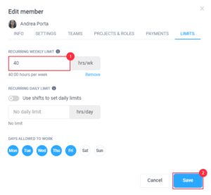 User Limits feature overview in Hubstaff Time Tracking