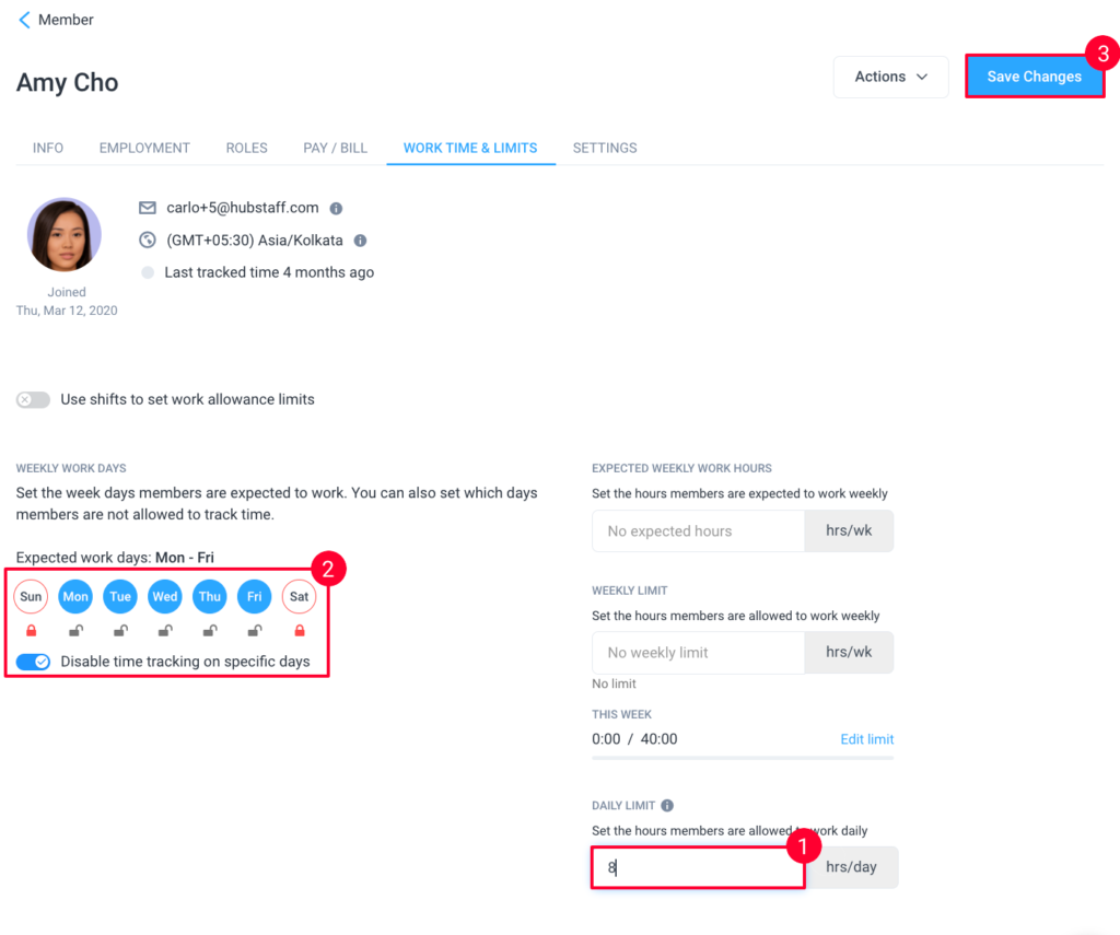 User Limits feature overview in Hubstaff Time Tracking