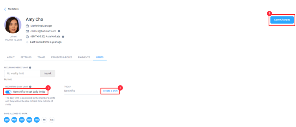 User Limits feature overview in Hubstaff Time Tracking