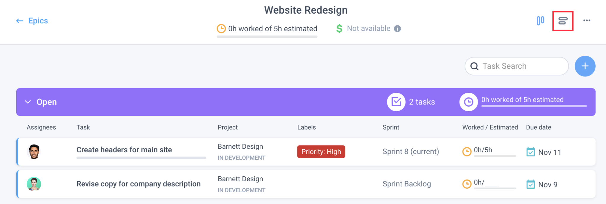 Epics Feature Overview in Hubstaff Tasks