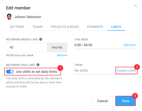 User Limits feature overview in Hubstaff Time Tracking