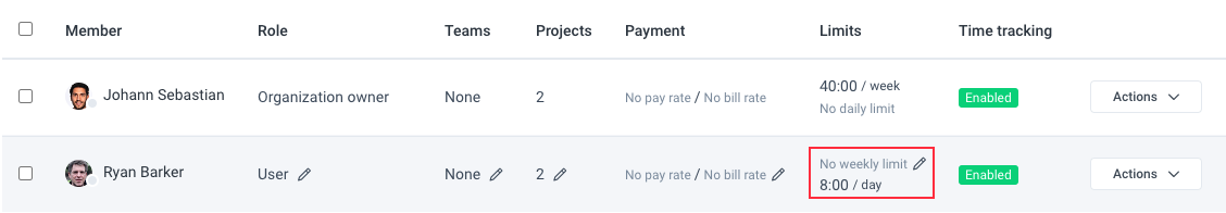 User Limits feature overview in Hubstaff Time Tracking