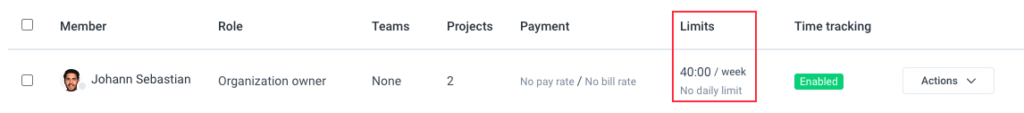 User Limits feature overview in Hubstaff Time Tracking