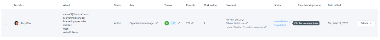 User Limits feature overview in Hubstaff Time Tracking
