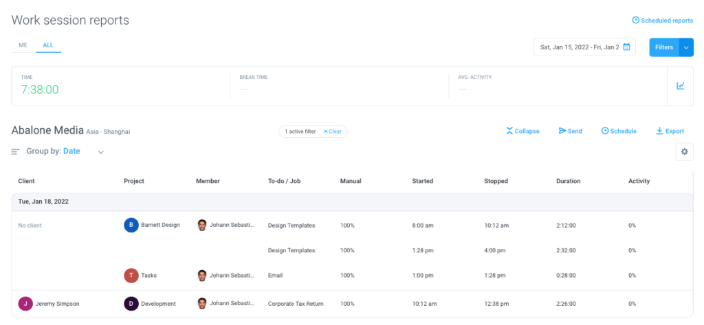 Work session reports - Hubstaff Support
