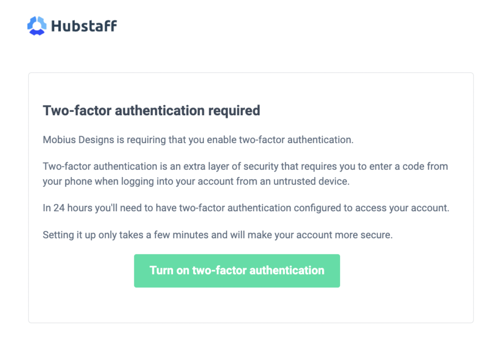 Require Two-factor authentication - Hubstaff Support