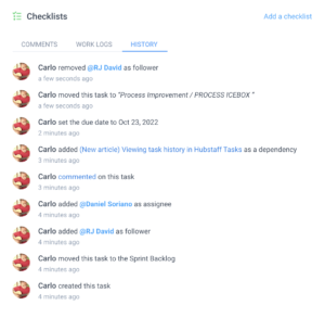 Viewing task history in Hubstaff Tasks - Hubstaff Support