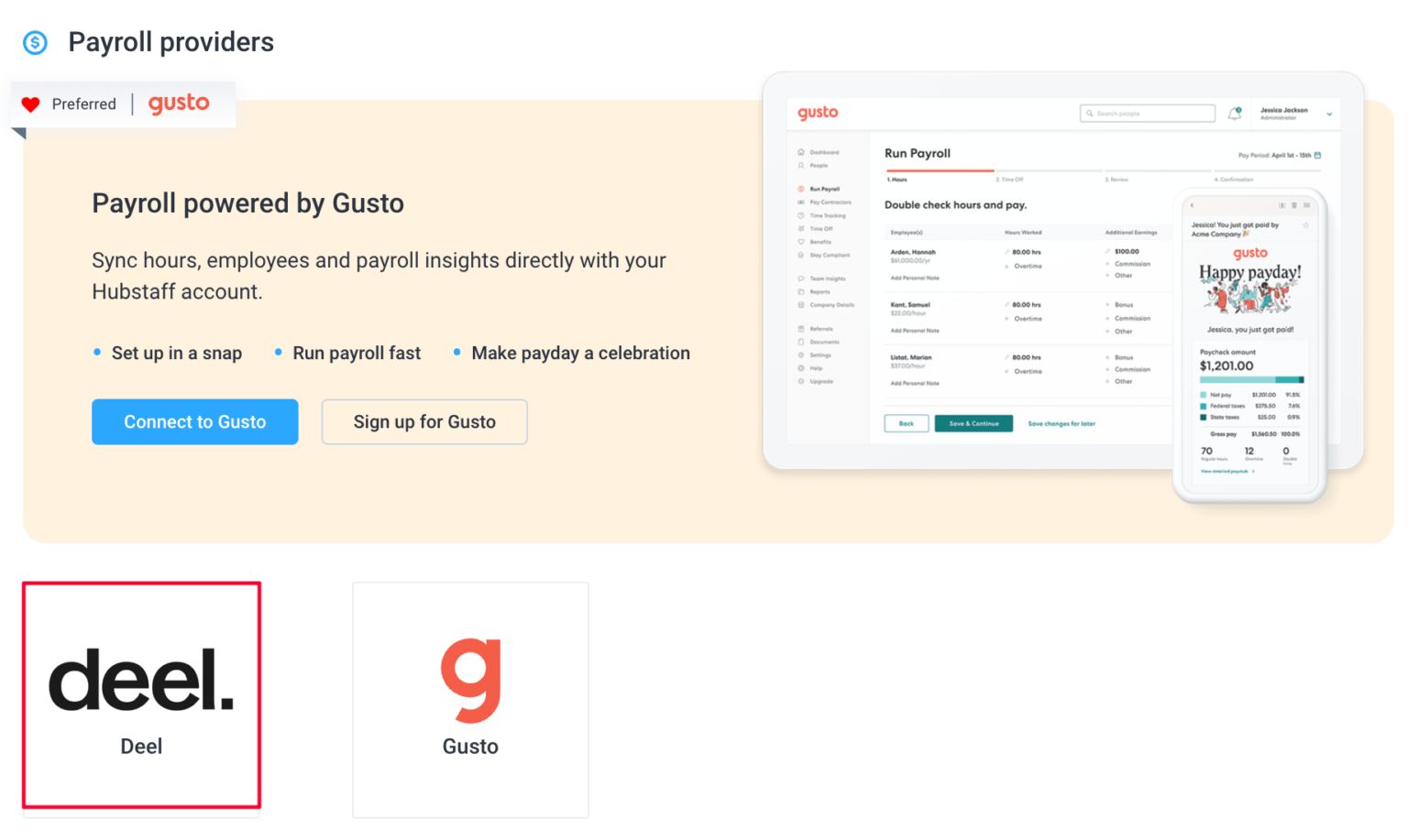 Deel Payroll Setup - Hubstaff Support