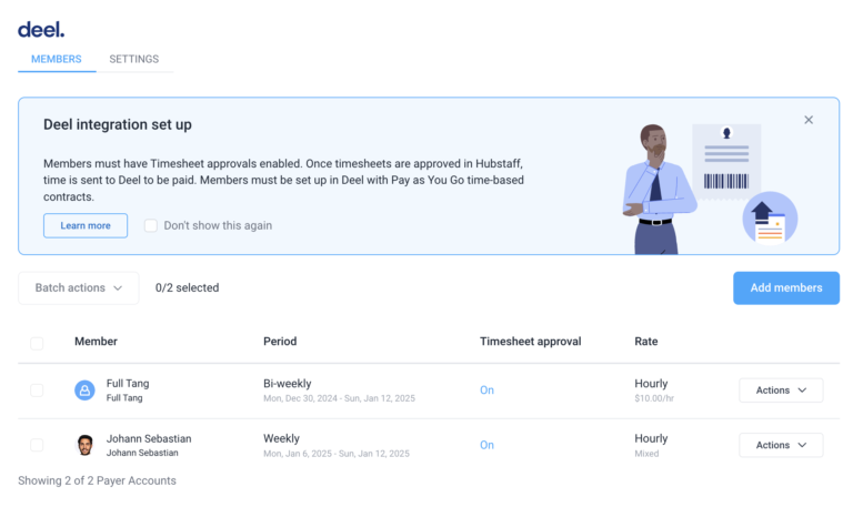 Deel Payroll Setup - Hubstaff Support
