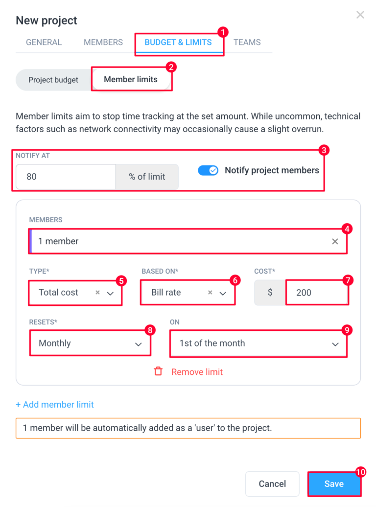 Member and budget limits - Hubstaff Support